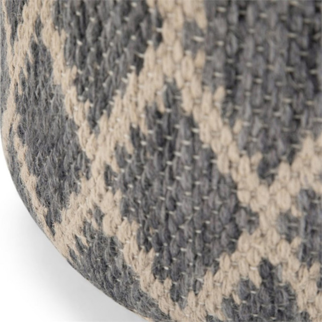 Simpli Home Edgeley Boho Round Pouf in Gray and Natural Woven Braided Jute - Scandinavian ...