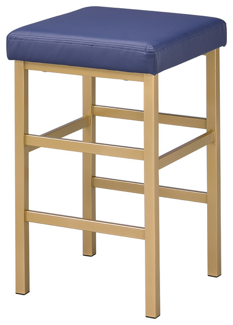 26" Gold Backless Stool, Blue - Contemporary - Bar Stools And Counter ...