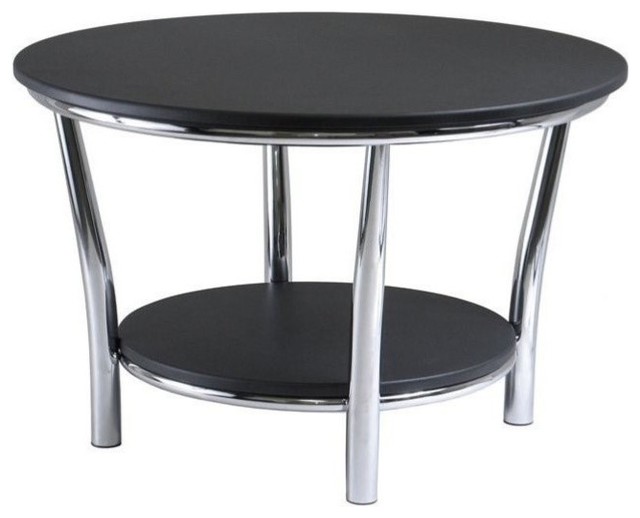 Pemberly Row Round Transitional Wood Coffee Table Top with Legs in ...