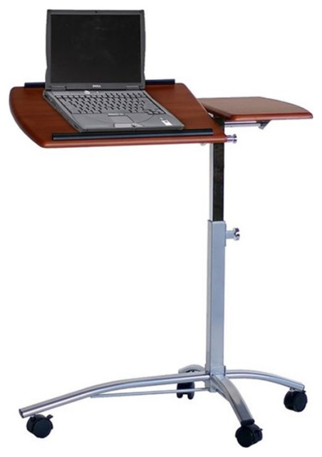 Pemberly Row Adjustable Mobile Laptop Stand in Medium Cherry ...