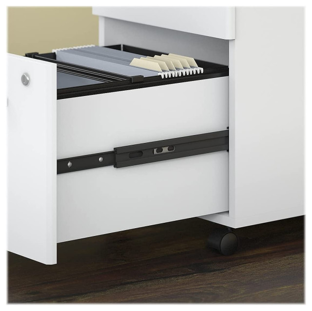 White Mobile 2-Drawer Vertical Filing Cabinet with Locks and Pull ...