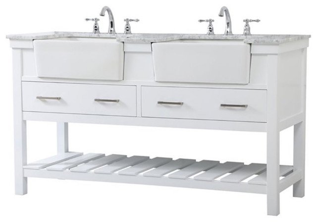 Elegant Decor Clement 60" Aluminum MDF Double Bathroom Vanity in White ...