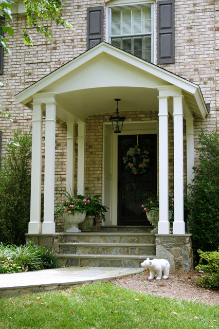 White Portico with Fieldstone Stairs - Traditional - Entry - DC Metro ...
