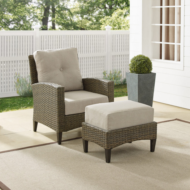Rockport 2Pc High Back Wicker Outdoor Chair Set - Tropical - Outdoor ...