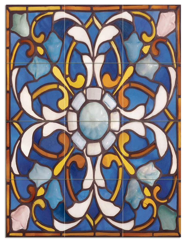 Tile Mural RARE CEILING PANEL stained glass Backsplash, Four Inch ...