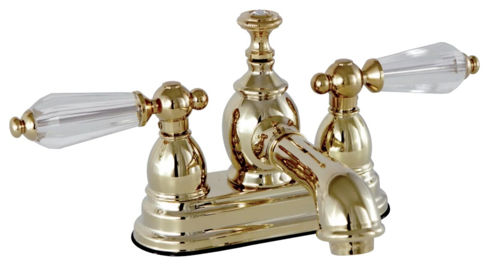 4 in. Centerset Bathroom Faucet with Crystal Handles and Matching Pop ...