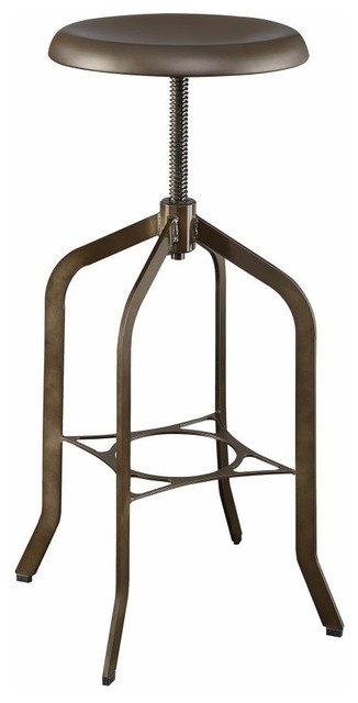 Adjustable Height Swivel Bar Stool, Brown - Industrial - Bar Stools And ...