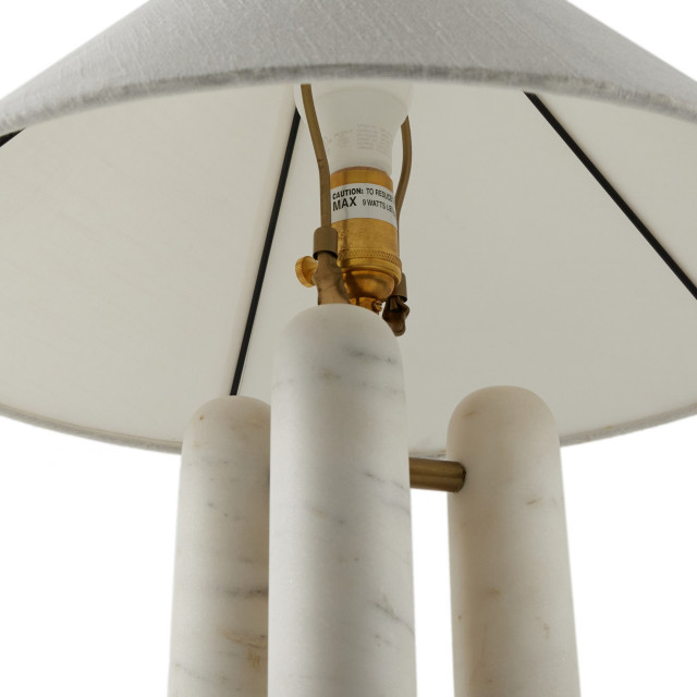 Medici Table Lamp Charcoal And White Marble, White Silk, Antique Brass ...