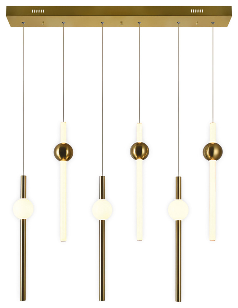 Baton LED Island/Pool Table Chandelier With Brass Finish - Contemporary ...