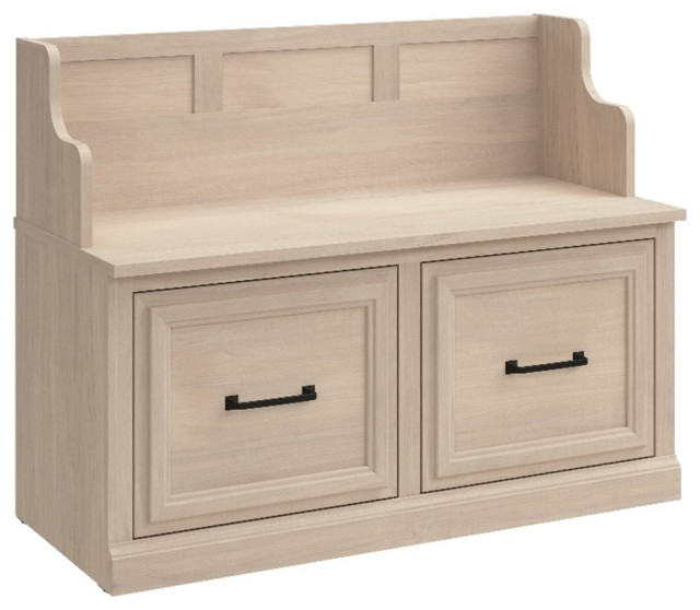 Woodland 40W Entryway Bench with Doors in White Washed Maple ...