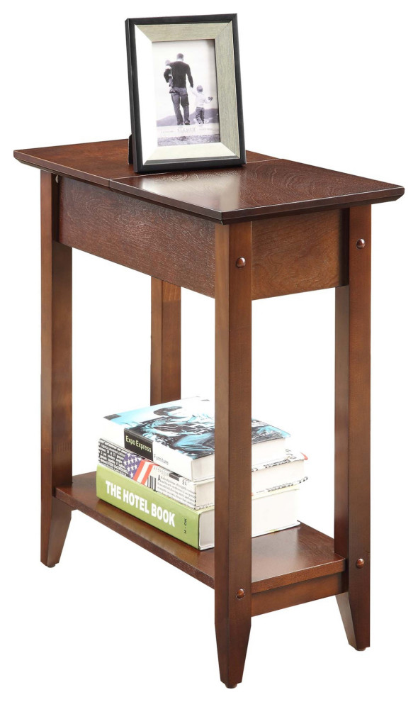 American Heritage Flip Top End Table With Shelf - Transitional - Side ...