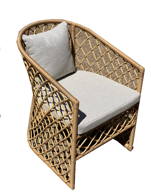 Capri Ratan Outdoor Patio Dining Chair - Tropical - Outdoor Dining ...
