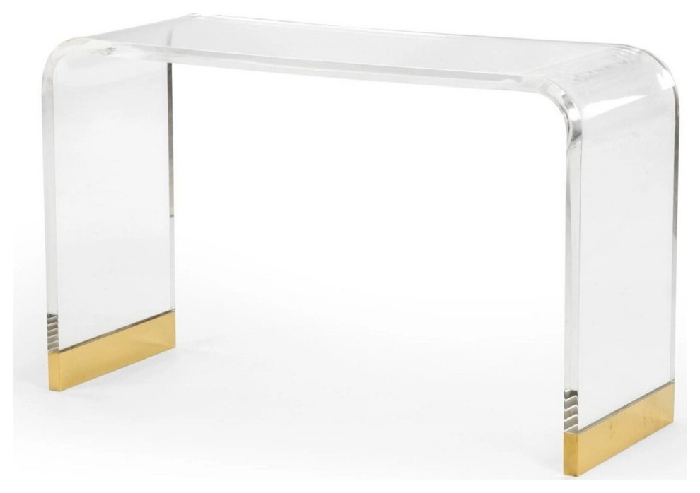 Acrylic waterfall console/Desk Lucite with Gold Trim - Contemporary ...