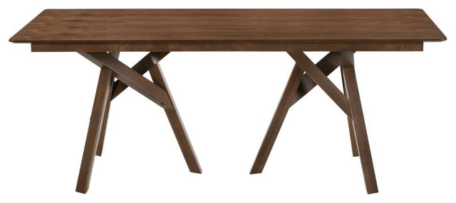 Cortina 79 Mid-Century Modern White Wood Dining Table with Walnut Legs ...