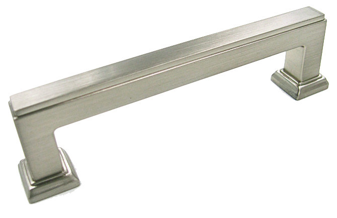 Satin Nickel Modern Square Cabinet Pull Styl, 3.75"-96mm - Traditional ...