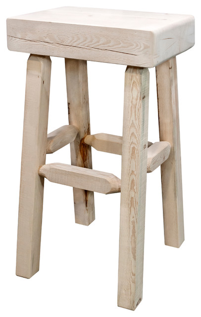 Homestead Collection Half Log Barstool - Rustic - Bar Stools And ...