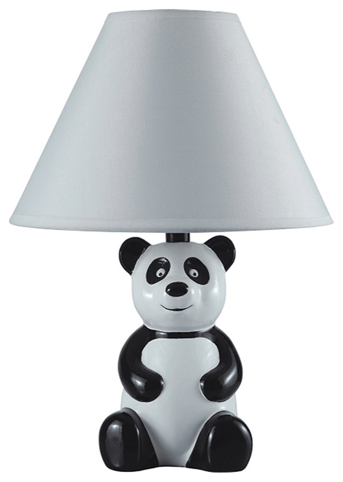 14 Panda Ceramic Table Lamp With White Shade - Asian - Kids Lamps - by ...
