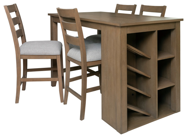 Kaylen 5pc Dining Set With Storage, Natural - Transitional - Dining ...