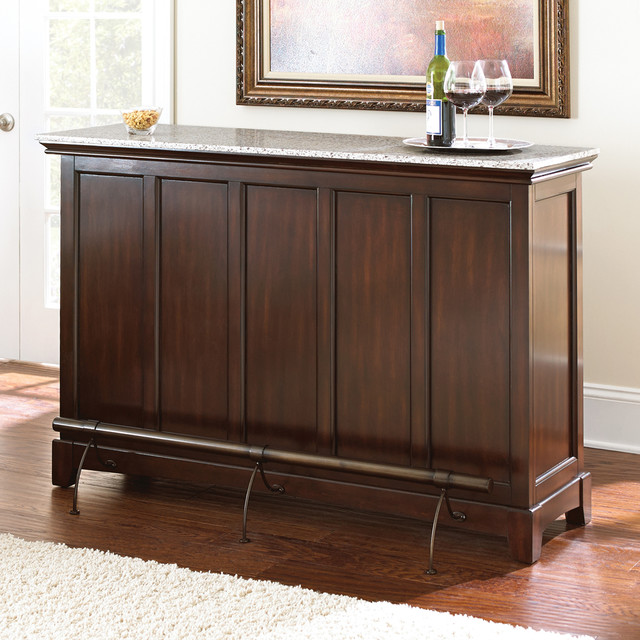 Newbury Bar Unit With Foot Rail, Bar Height - Transitional - Indoor Pub ...