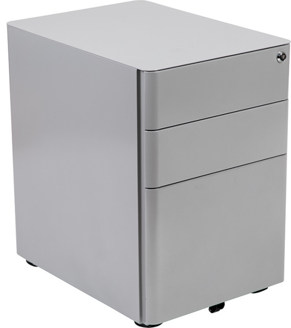 Flash Furniture 3 Drawer Smooth Modern Mobile File Cabinet in Black ...