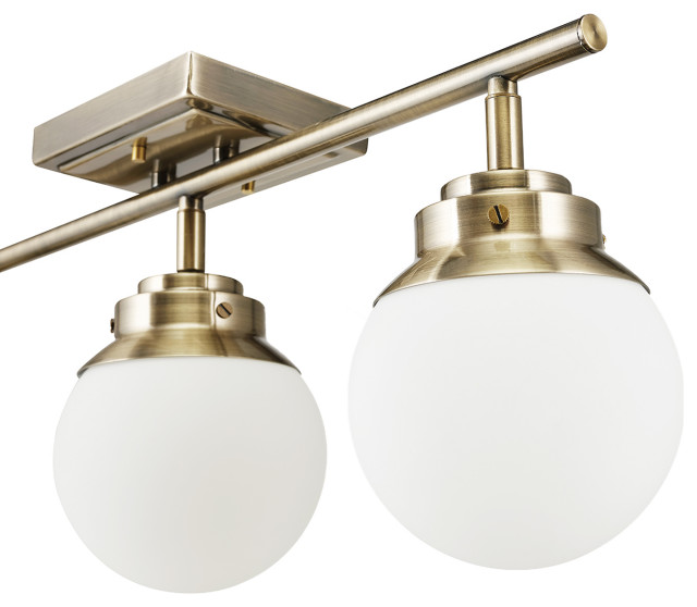 3-Light Antique Brass Track Lighting with Frosted Glass Shades ...