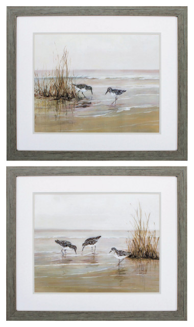 28" X 24" Woodtoned Frame Early Risers (Set Of 2) - Beach Style - Prints And Posters - by ...