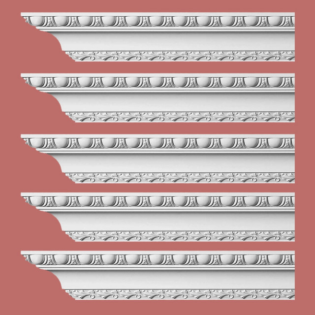 Ornate Cornice White Urethane Brewster Design 5 Pieces Totaling 480 ...