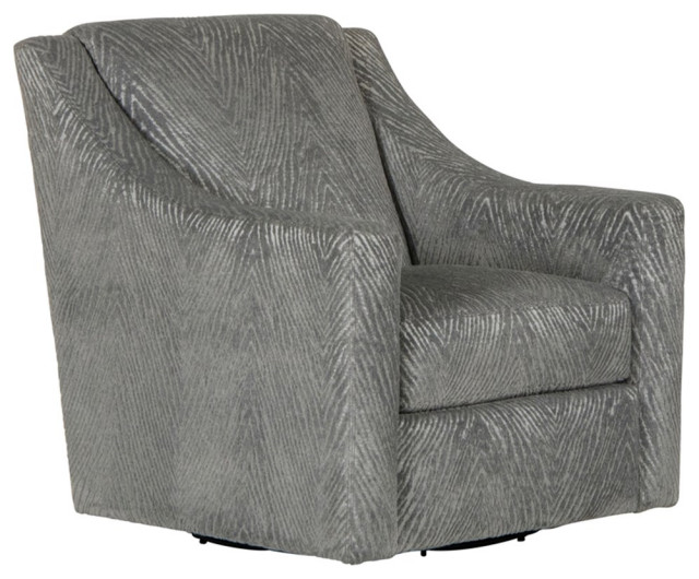 Catnapper Jefferson Swivel Accent Chair in Gray Polyester Fabric ...