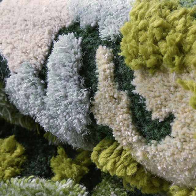 Green series little forest round shaped 3D pattern handmade wool ...