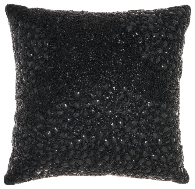 Nourison Home 20"x20" Mina Victory Sofia Fully Beaded Black Throw ...