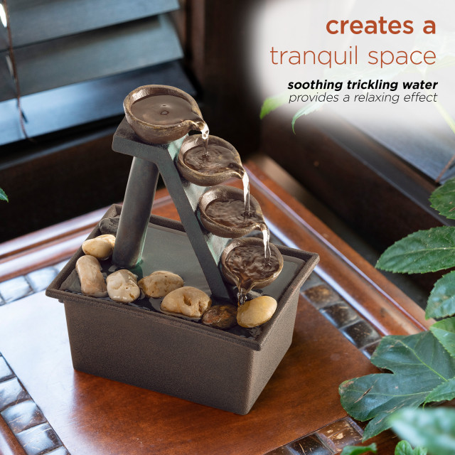 Alpine 4-Tier Step Tabletop Fountain, 8" Tall - Contemporary - Indoor ...