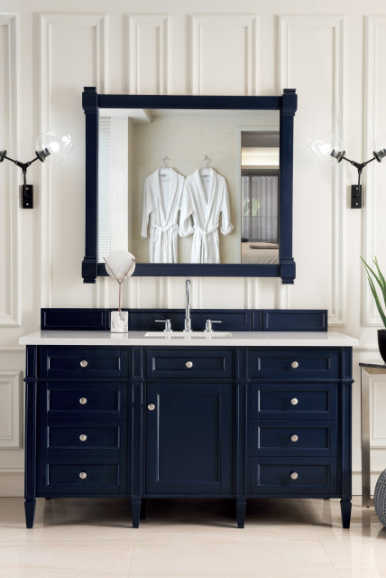 Brittany 60" Victory Blue Single Vanity W/ 3 Cm Eternal Jasmine Pearl ...