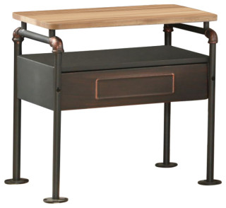 Nicipolis Nightstand, Antique Oak and Sandy Gray - Industrial ...