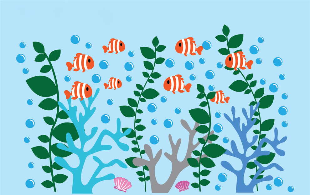Coral Reef Decals - Coral Wall Decal- Under the Sea Decals, Approx 36 ...