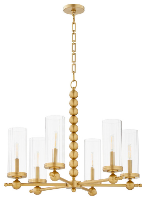 Lee Boulevard Transitional Chandelier, Aged Brass - Transitional ...