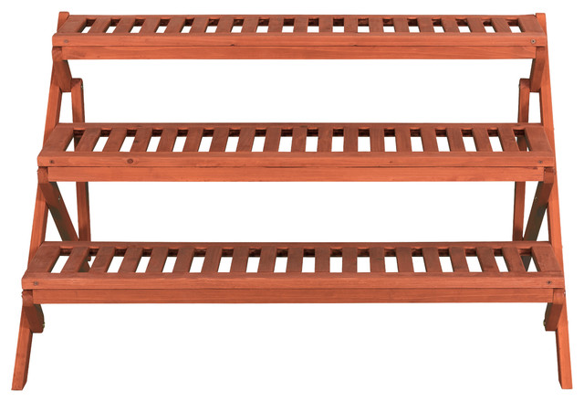 3-Tier Wooden Step Plant Stand - Traditional - Planter Hardware And ...