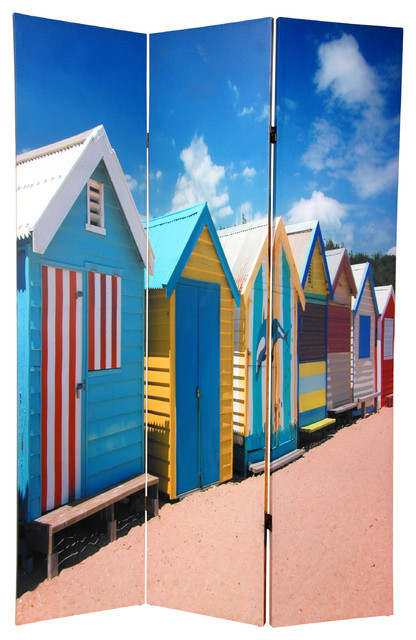 6' Tall Double Sided Beach Cabana Room Divider - Beach Style - Screens ...