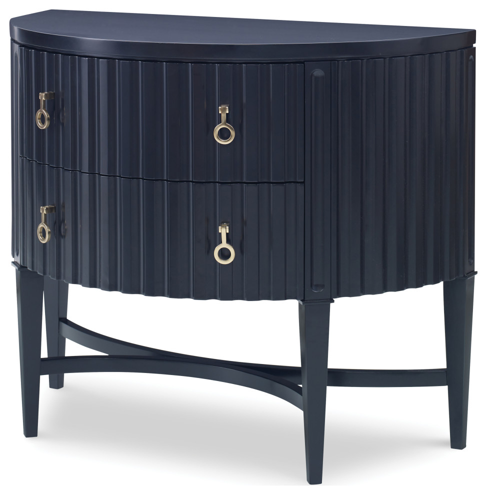 Ambella Home Collection Lyra Demilune Chest, Glossy Black ...