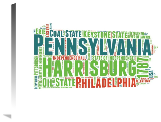 "Pennsylvania Word Cloud Map" Fine Art Print, 32" x 24" - Modern ...