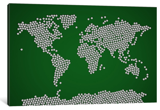 "Football Soccer Balls World Map" by Michael Tompsett, Canvas Print ...