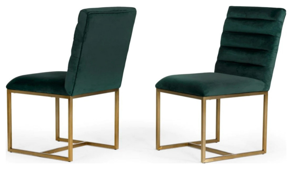 Corrie Modern Green and Brush Gold Dining Chair, Set of 2 ...