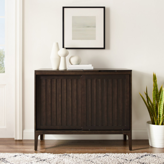 Asher Record Storage Media Console Dark Brown - Transitional - Media ...