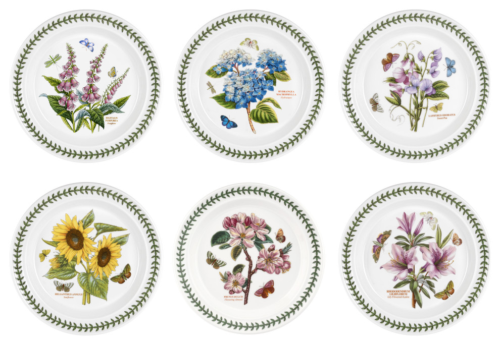 Portmeirion Botanic Garden Dinner Plate Set of 6, Assorted Motifs ...