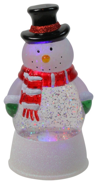 LED Lighted Color Changing Snowman Christmas Glittering Snow Dome 7.5 ...