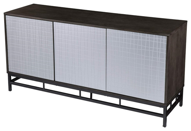 Modern Dark Brown Storage Cabinet with Stylish Basketweave Doors ...