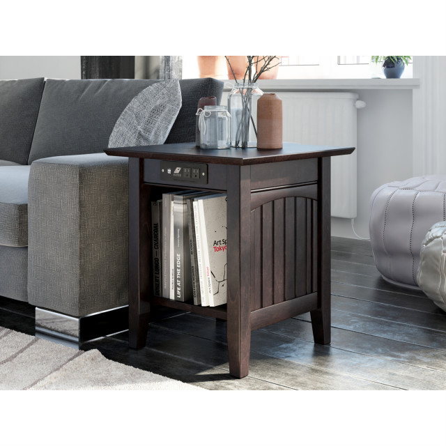 Nantucket End Table With Charging Station In Espresso - Transitional ...