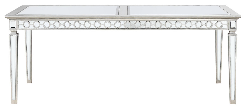 Varian Dining Table, 72"L, Mirrored and Antique Platinum - Transitional ...