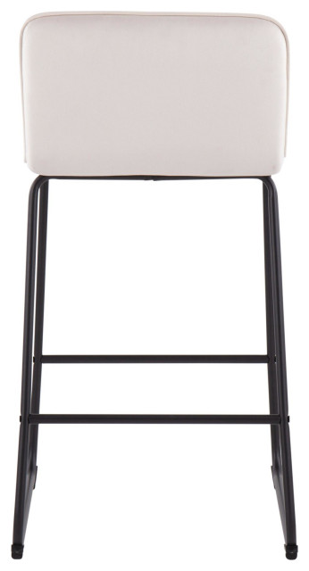 Casper Fixed-Height Counter Stool, Black Metal/Cream Velvet, Set of 2 ...