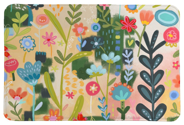 Laural Home Floral Party Green Memory Foam Rug, 21" X 34 ...