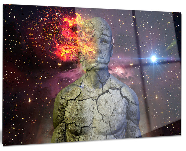 "Broken Human Body With Fire" Glossy Metal Wall Art, 40"x30 ...